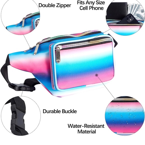 Bags | Pink And Blue Tie Dye Neon Fanny Pack Nwt | Poshmark